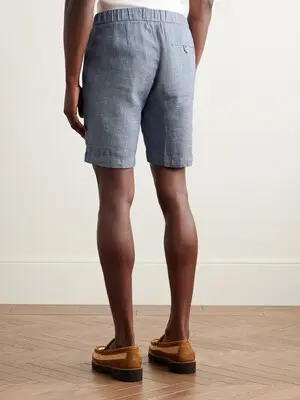 Frescobol Carioca Felipe Slim-fit Linen And Cotton-blend Short - Blue