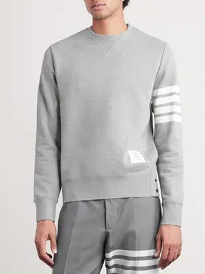 Thom Browne Slim-fit Striped Loopback Cotton-jersey Sweatshirt - Gray