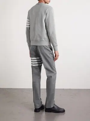 Thom Browne Slim-fit Striped Loopback Cotton-jersey Sweatshirt - Gray