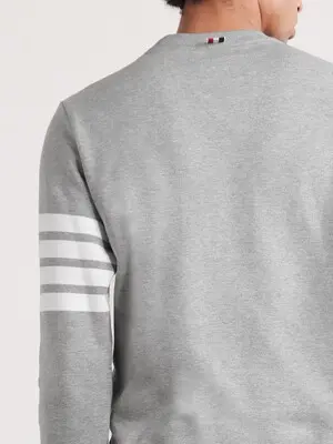 Thom Browne Slim-fit Striped Loopback Cotton-jersey Sweatshirt - Gray