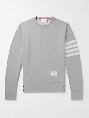 Thom Browne Slim-fit Striped Loopback Cotton-jersey Sweatshirt - Gray