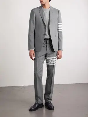 Thom Browne Slim-fit Striped Loopback Cotton-jersey Sweatshirt - Gray