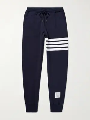 Thom Browne Tapered Striped Loopback Cotton-jersey Sweatpants