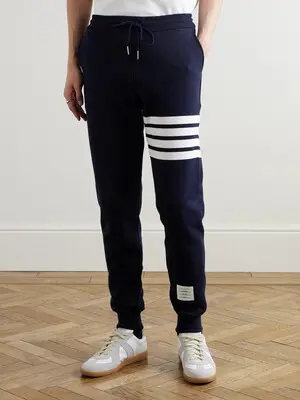 Thom Browne Tapered Striped Loopback Cotton-jersey Sweatpants