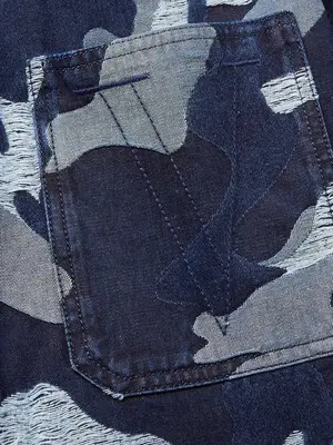 Valentino Garavani Distressed Camouflage-jacquard Denim Overshirt