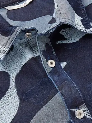 Valentino Garavani Distressed Camouflage-jacquard Denim Overshirt