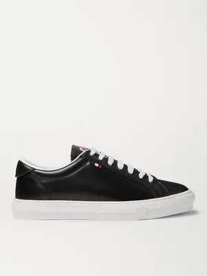 Moncler Monaco Leather Sneakers - Black