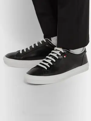 Moncler Monaco Leather Sneakers - Black