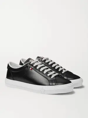 Moncler Monaco Leather Sneakers - Black