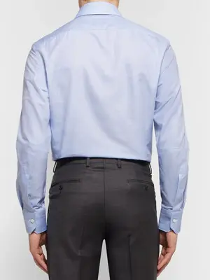 Zegna Light- Trofeo Slim-fit Cutaway-collar Cotton-poplin Shirt