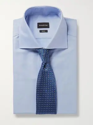 Zegna Light- Trofeo Slim-fit Cutaway-collar Cotton-poplin Shirt