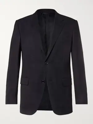 Zegna Navy 10-pocket Stretch Wool And Silk-blend Blazer