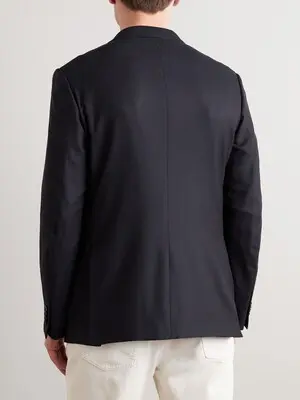 Zegna Navy 10-pocket Stretch Wool And Silk-blend Blazer