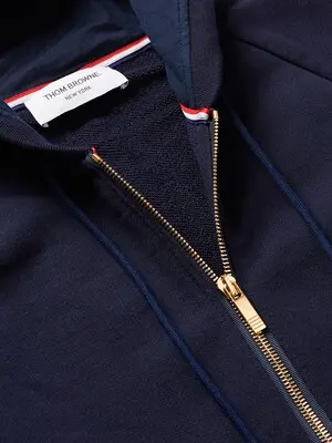Thom Browne Slim-fit Striped Loopback Cotton-jersey Zip-up Hoodie - Blue