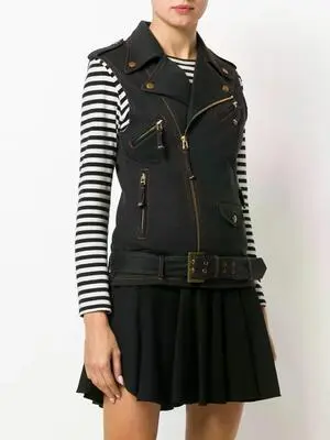 JEAN PAUL GAULTIER Denim Effect Biker Gilet