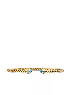 David Yurman 18kt Yellow Cable Spira Topaz And Diamond Cuff - Gold