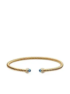 David Yurman 18kt Yellow Cable Spira Topaz And Diamond Cuff - Gold
