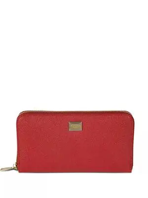 Dolce & Gabbana Logo-plaque Leather Zip-around Wallet - Red