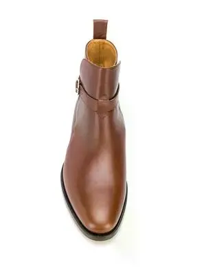 SCAROSSO Leather Ankle Boots - Brown