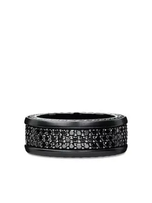 David Yurman Sterling Silver Streamline Diamond Band Ring - Black