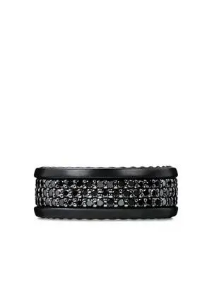 David Yurman Sterling Silver Streamline Diamond Band Ring - Black