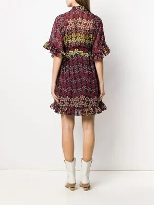 Dsquared2 Floral Print Silk Blend Shirt Dress