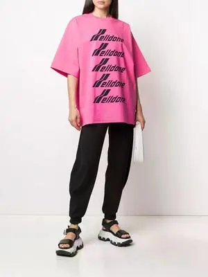 We11Done Oversized Logo-print T-shirt - Pink