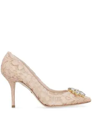 Dolce & Gabbana Lace Pumps With Brooch Detail - Neutrals