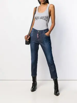 Dsquared2 Cropped Girlfriend Fit Jeans - Blue