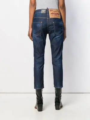 Dsquared2 Cropped Girlfriend Fit Jeans - Blue