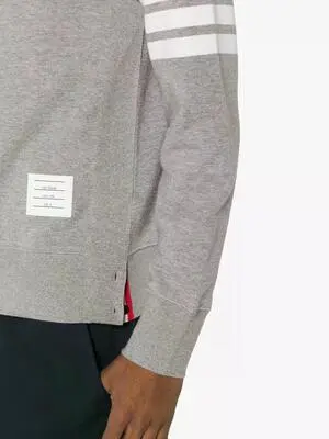 Thom Browne Loopback Cotton Sweatshirt With 4-bar Detail - Grey