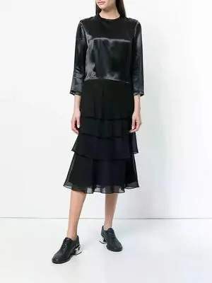 Comme Des Garçons Frilled Midi Dress - Black