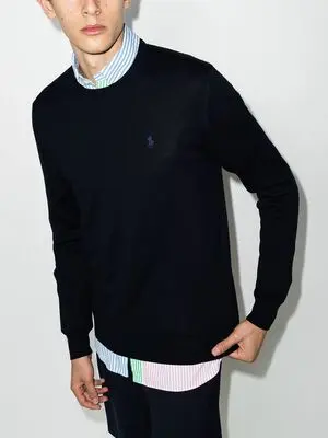 Polo Ralph Lauren Logo-embroidered Crewneck Jumper - Blue