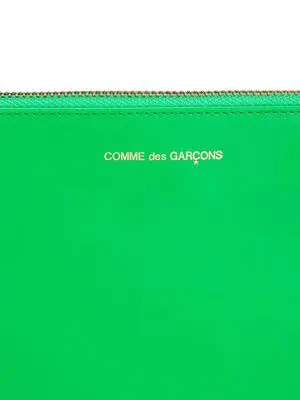 Comme Des Garçons Logo-print Leather Clutch - Green
