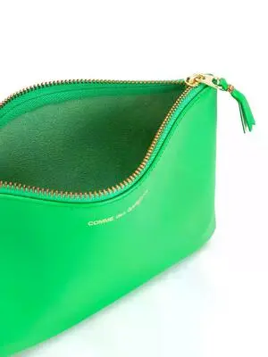 Comme Des Garçons Logo-print Leather Clutch - Green