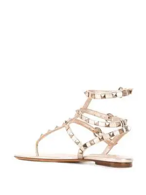 Valentino Garavani Rockstud Metallic Sandals - Neutrals
