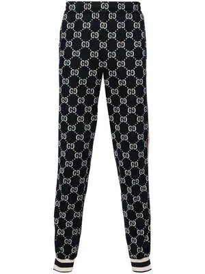 Gucci Gg-jacquard Track Pants - Blue