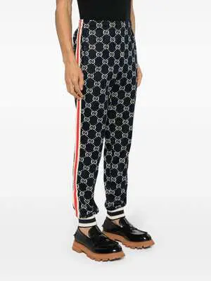 Gucci Gg-jacquard Track Pants - Blue