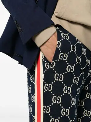 Gucci Gg-jacquard Track Pants - Blue