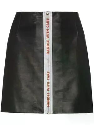 Heron Preston Leather Mini Skirt With Reflective Tape - Black