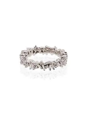 SUZANNE KALAN 18kt White Gold Icon Baguette Diamond Ring - Silver