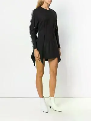 Philipp Plein Long Sleeve Ribbed Asymmetrical Hem Dress
