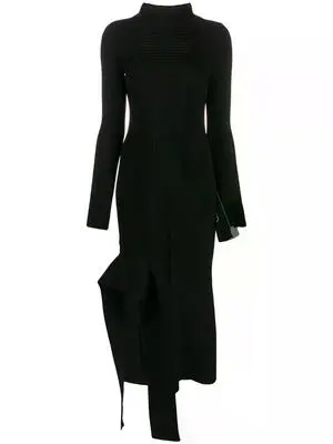 Off-White Asymmetric Knitted Midi Dress
