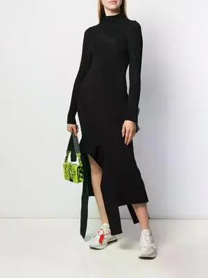 Off-White Asymmetric Knitted Midi Dress