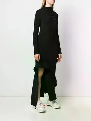 Off-White Asymmetric Knitted Midi Dress