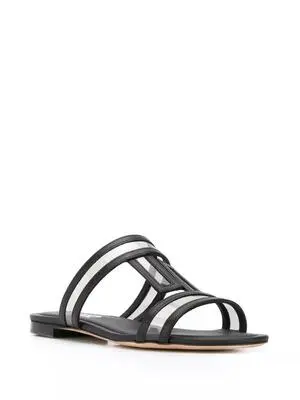 TOD'S Flat Leather Sandals - Black