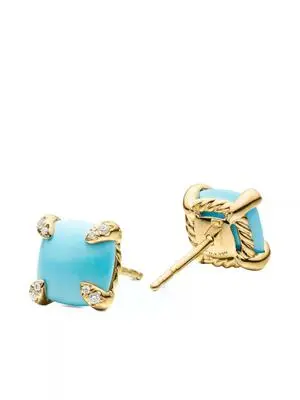 David Yurman 18kt Yellow Chatelaine Turquoise And Diamond Stud Earrings - Gold