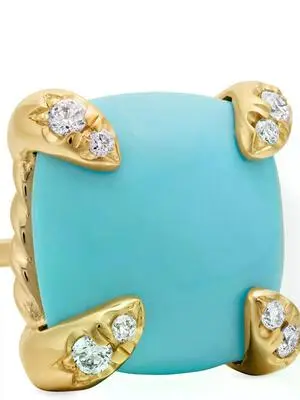 David Yurman 18kt Yellow Chatelaine Turquoise And Diamond Stud Earrings - Gold
