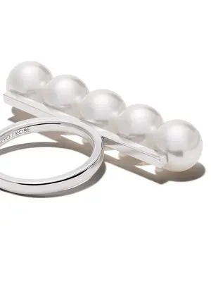 TASAKI 18kt Akoya Pearl Balance Signature Ring - Silver