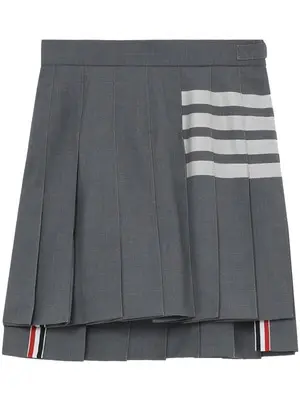 Thom Browne 4-bar Stripe Pleated Mini Skirt - Grey